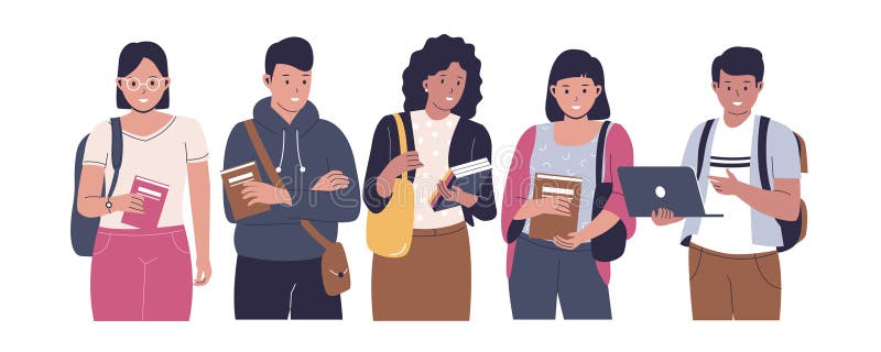 Group Diverse Students or University Classmates Stock Illustration ...