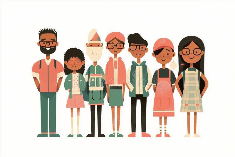 Group of Diverse Teachers and Students Standing Together, Showcasing ...