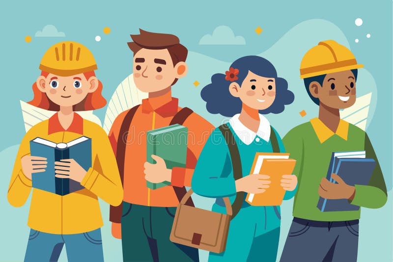 A Group of Diverse Workers Stands Together with Guidebooks in Hand ...