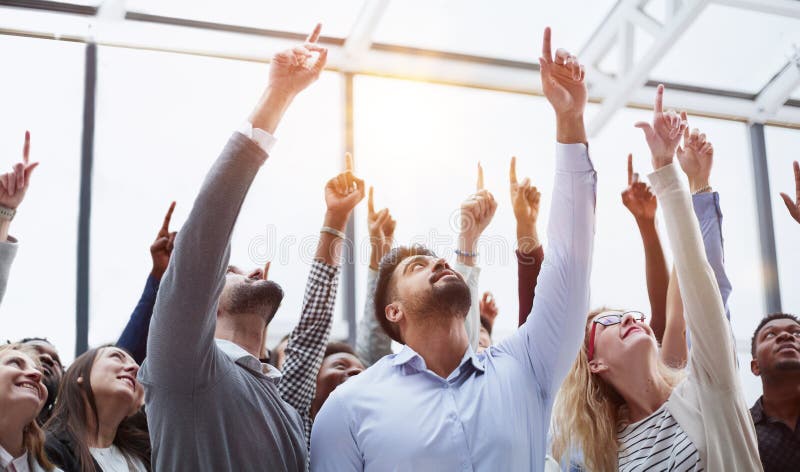 Group of Diverse Young People Holding Their Hands Up Stock Image ...