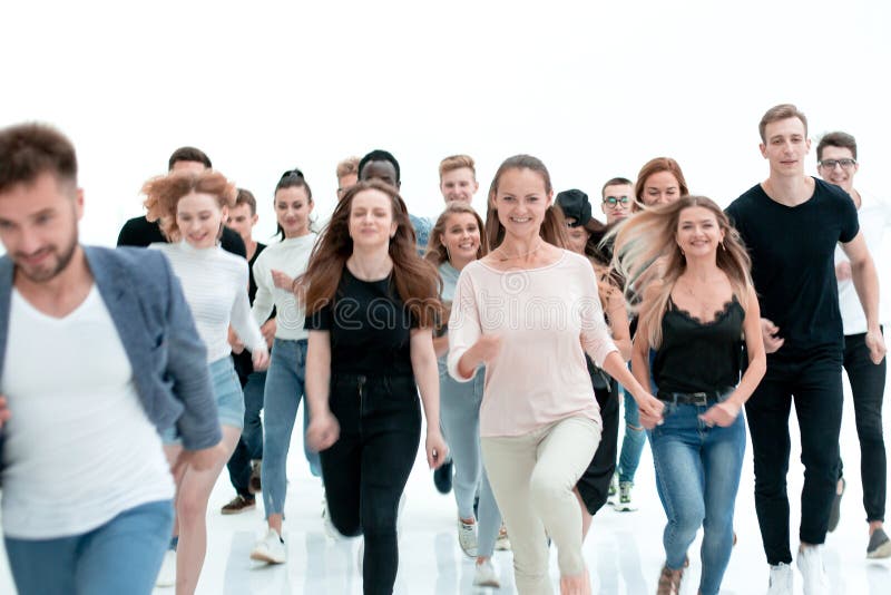Group of Diverse Young People Hurrying Towards Their Goal Stock Image ...