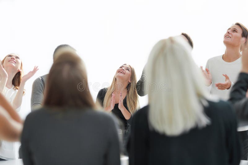 Group of Diverse Young People Standing Around a Round Table Stock Image ...
