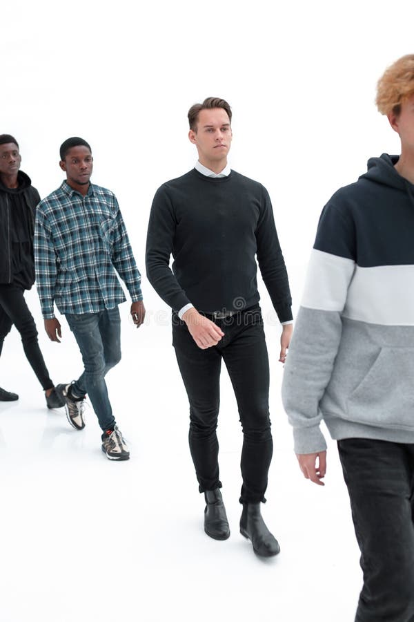 Group of Diverse Young People Striding Forward. Stock Image - Image of ...