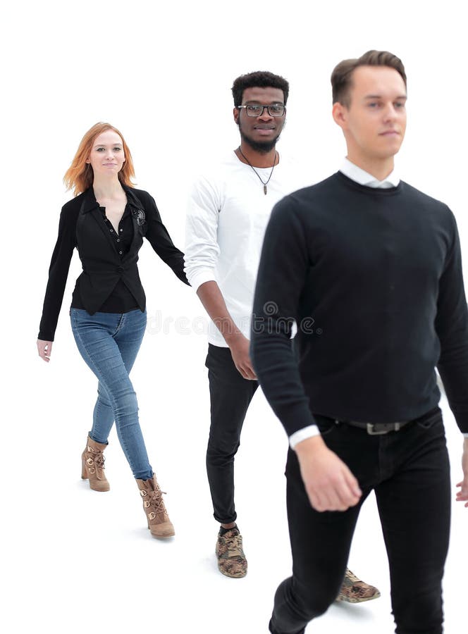Group of Diverse Young People Striding Forward. Stock Image - Image of ...