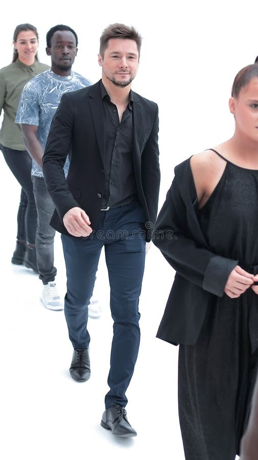 Group of Diverse Young People Striding Forward. Stock Photo - Image of ...