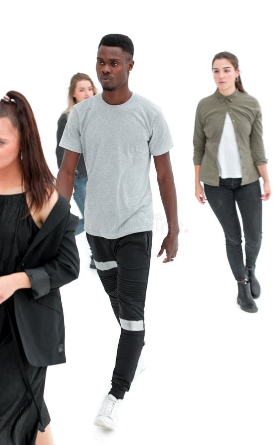 Group of Diverse Young People Striding Forward. Stock Image - Image of ...