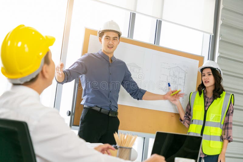 Group of Diversity People Engineer Meeting or Discussing Work in Office ...