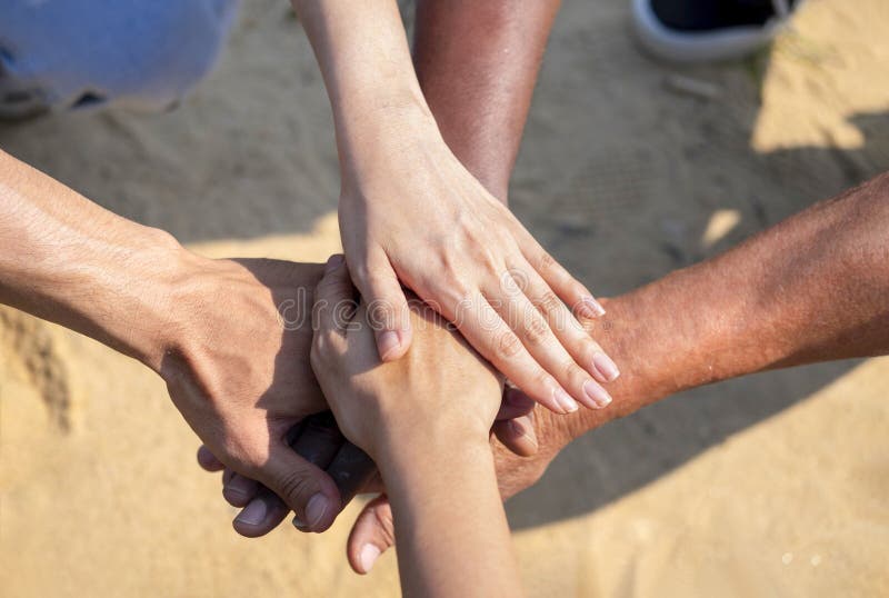 Group of Diversity Volunteer People Doing Stacked Hands Support ...