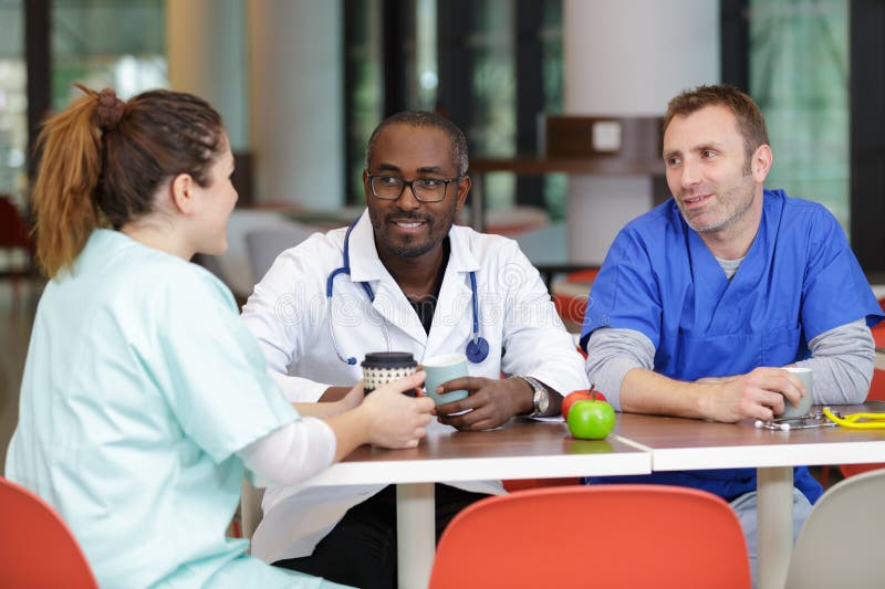 Group Doctors in Cafeteria or Canteen Stock Photo - Image of snack ...