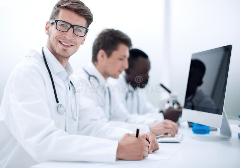 Group of Doctors Conducting Laboratory Studies Stock Image - Image of ...