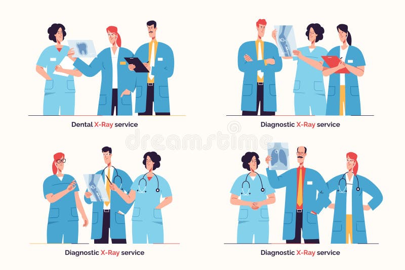 Group of Doctors are Examining X-ray Image. Vector Illustration Stock ...