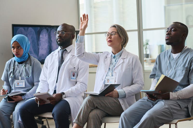 Group of Doctors Getting Education at Seminar Stock Image - Image of ...
