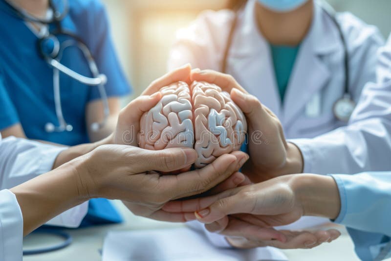 Group of Doctors Holding Brain Model Stock Photo - Image of healthcare ...