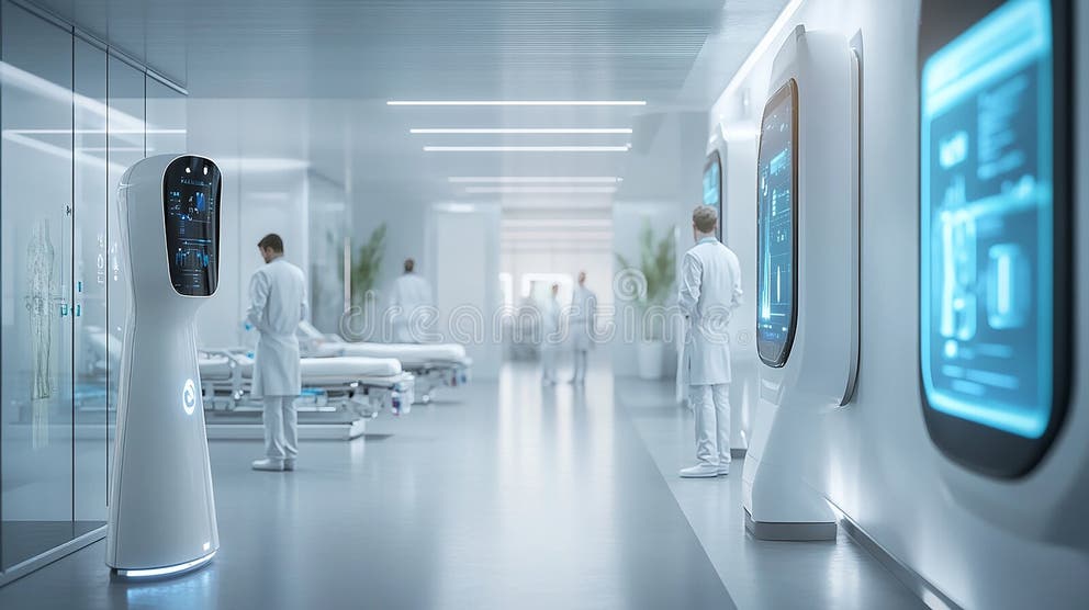 A Group of Doctors are Looking at a Computer Screen in a Hospital. the ...