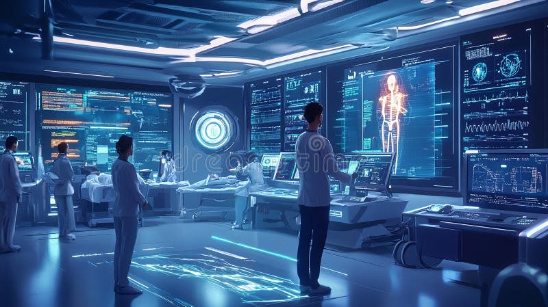 A Group of Doctors are Looking at a Computer Screen in a Hospital. the ...