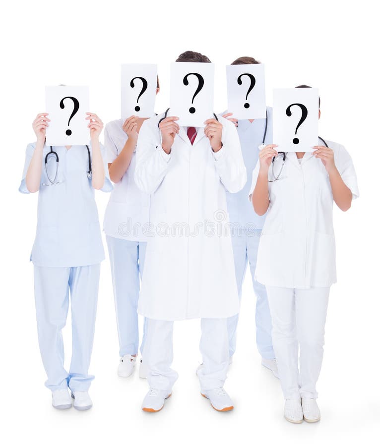 Group of Doctors with Question Mark Sign Stock Photo - Image of ...