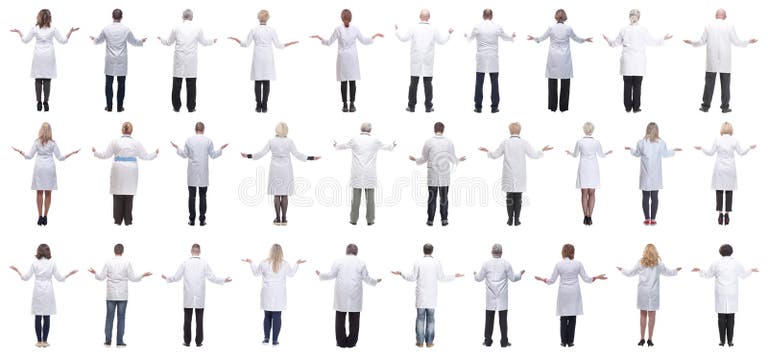 Group of Doctors Standing with Their Backs Isolated Stock Photo - Image ...