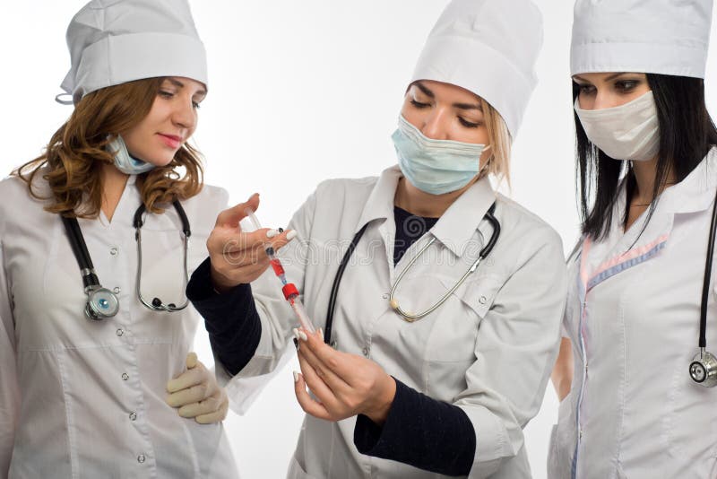 Preparation for Giving an Injection by the Young Health Workers Stock ...