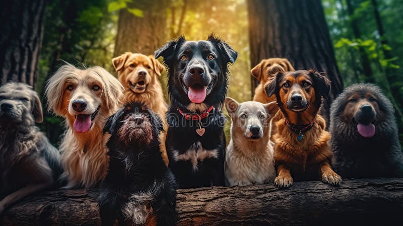 Group of Dogs Generative AI Stock Illustration - Illustration of dogs ...