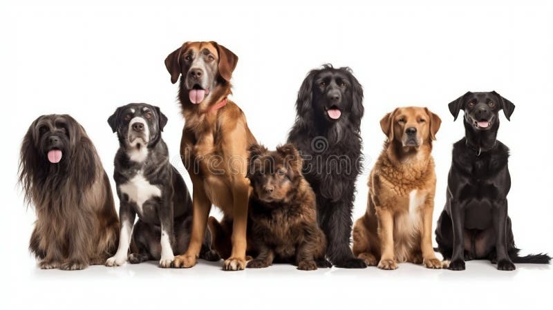 Group of Dogs Isolated on White Background. Generative Ai Stock ...