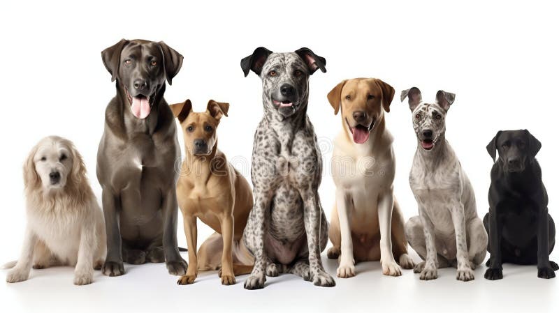 Group of Dogs Isolated on White Background. Generative Ai Stock ...
