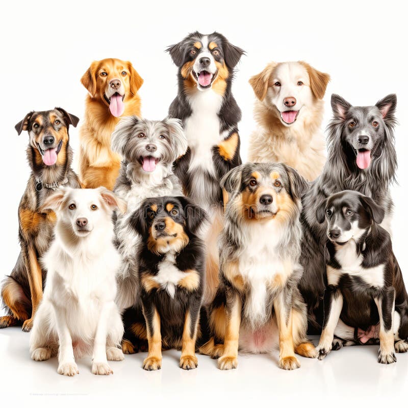 Group of Dogs Looking at Camera Stock Photo - Image of cute, sizes ...