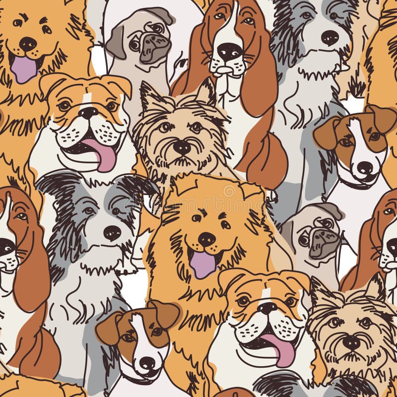 Group Dogs Seamless Pattern Color Stock Vector - Illustration of crowd ...