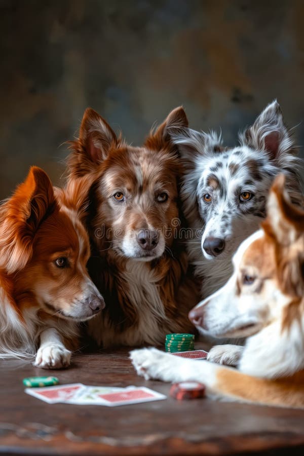 A Group of Dogs Sitting Around a Table Playing Cards. Generative AI ...