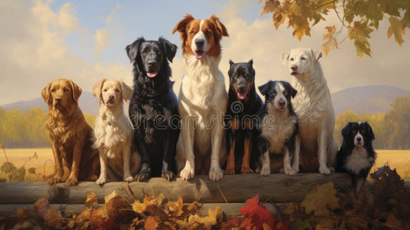 A Group of Dogs Sitting Next To Each Other Stock Illustration ...