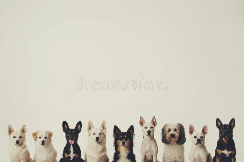 A Group of Dogs from Various Breeds and Sizes Sit Side by Side ...