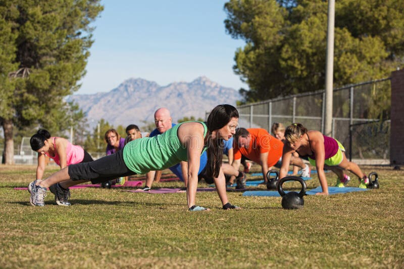 Group Doing Push Ups stock image. Image of camp, caucasian - 37709919