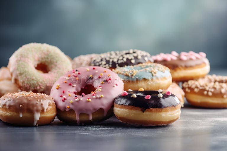 Group of Donuts on Pastel Background, Shot Using a Leica Camera, Soft ...