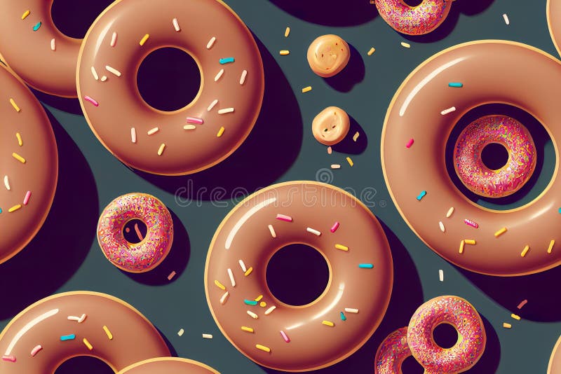 A Group of Donuts with Sprinkles on a Blue Surface with a Blue ...