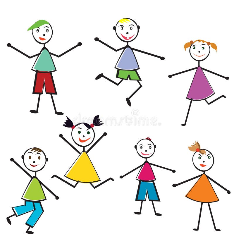 Group of Doodle Children Having Fun Stock Illustration - Illustration ...