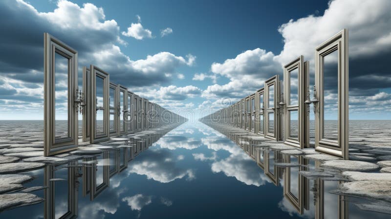 A Group of Doors that are Standing in the Water. Generative AI Image ...