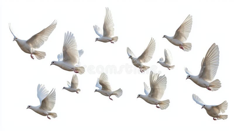A Group of Doves Flying in the Sky, in Transparent PNG Stock ...