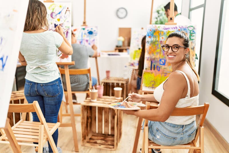 Group of Draw Students Drawing at Art Studio Stock Image - Image of ...
