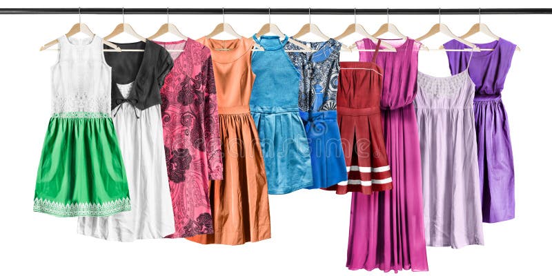 Dresses on clothes racks stock image. Image of background - 101007443