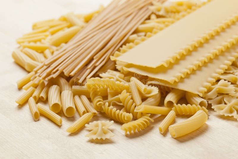 Group of Dried Italian Pasta Stock Photo - Image of rotini, variety ...