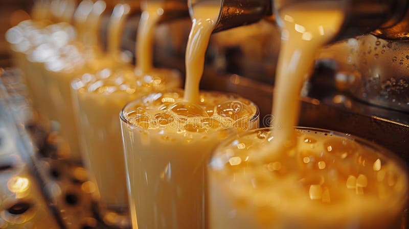 A Group of Drinks Being Poured into Cups by a Machine, AI Stock Image ...