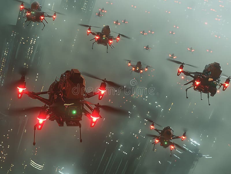 A Group of Drones Flying in the Sky Over a City Stock Photo - Image of ... A Group of Drones Flying in the Sky Over a City Stock Photo - Image of ...