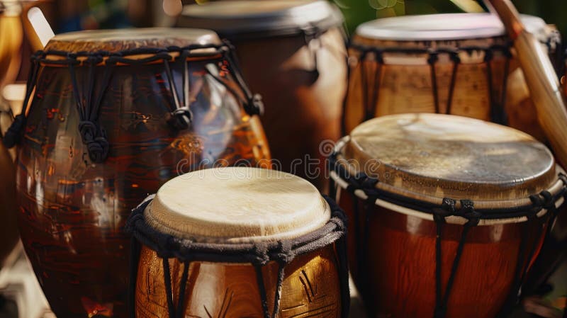 A Group of Drums with Different Sizes and Shapes Stock Illustration ...