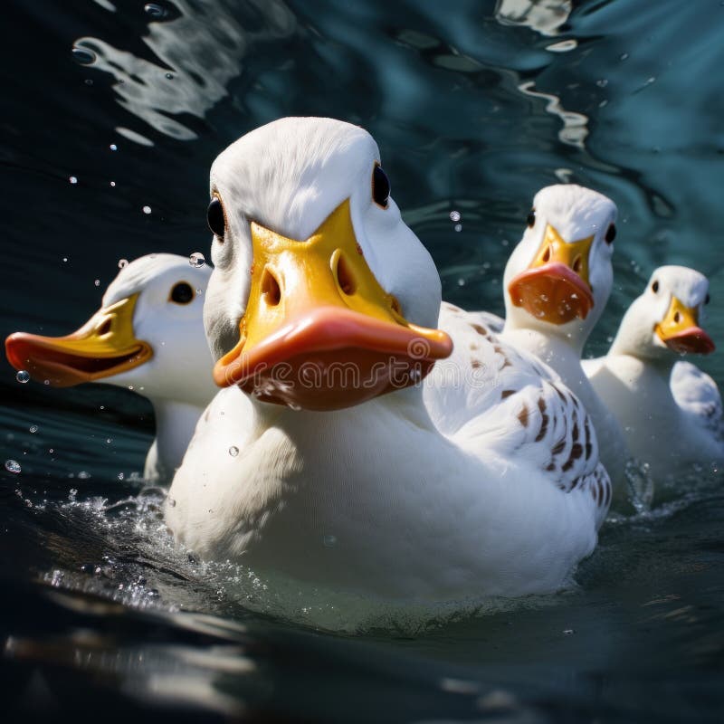 A Group of Ducks Floating on Top of a Body of Water. Generative AI ...