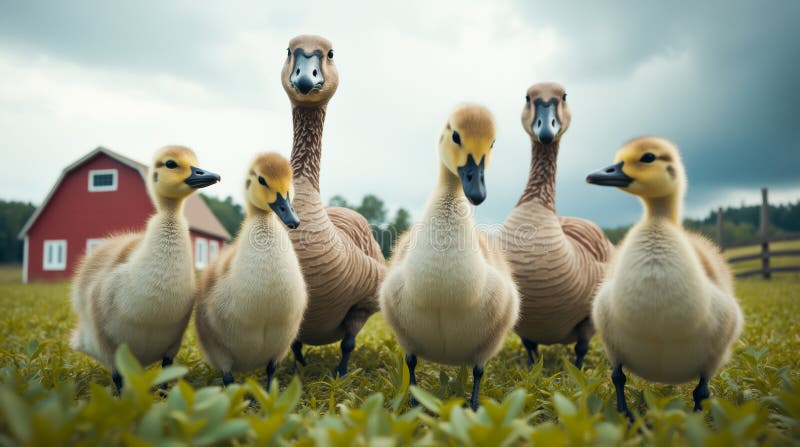 Group of Ducks are Standing in a Field Stock Image - Image of beak ...