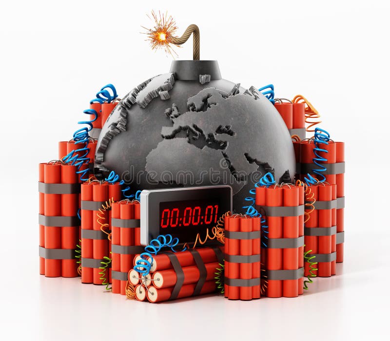 Bomb with Earth texture. stock illustration. Illustration of global ...