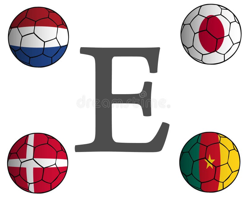 Group E Balls with Flag of Team Stock Illustration - Illustration of ...
