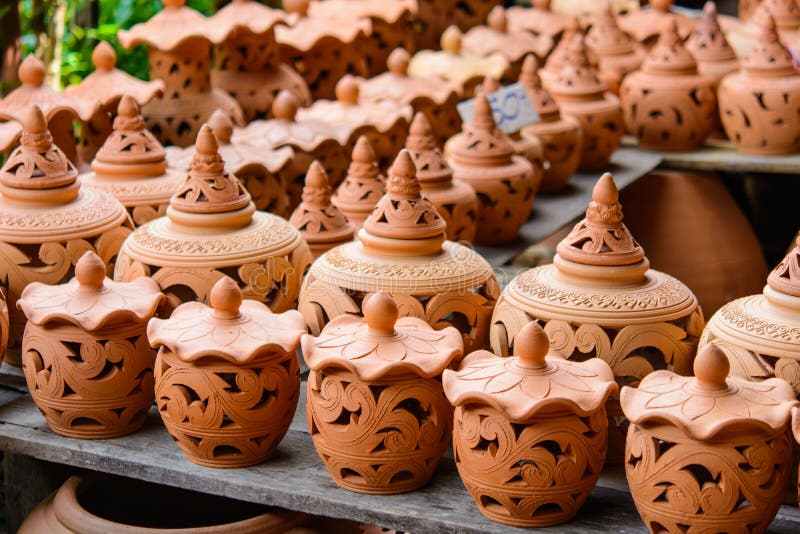 Group of Earthenware, Earthenware Texture Background. Stock Image ...