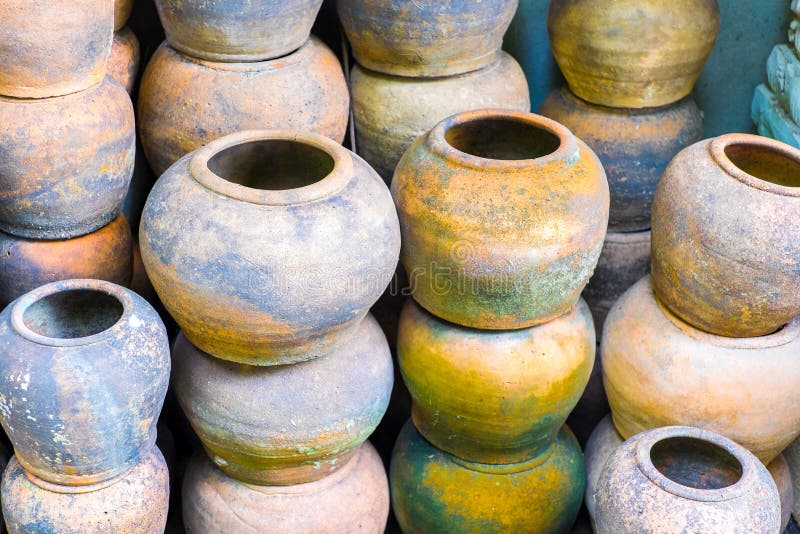 Group of Earthenware Jar,flower Pot Stock Photo - Image of market ...