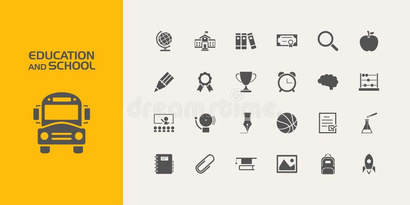 Group of Education and School Icons Stock Vector - Illustration of icon ...