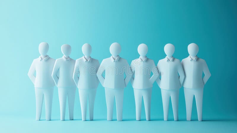 Group of Eight White Figurines Standing in a Row Stock Image - Image of ...